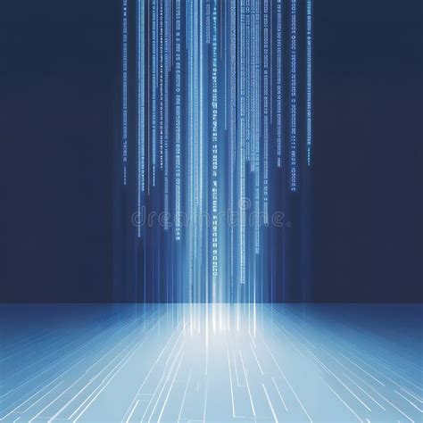 Binary Code Background Blue And White Color Matrix With Lines Creating A Futuristic