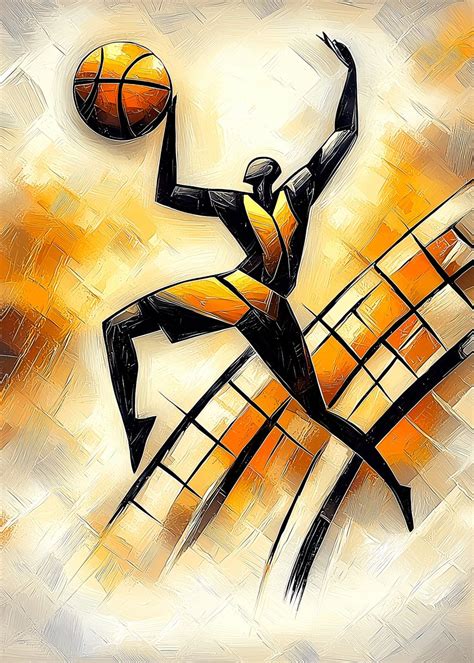 Dynamic Cubist Basketball Player In Motion Poster Picture Metal