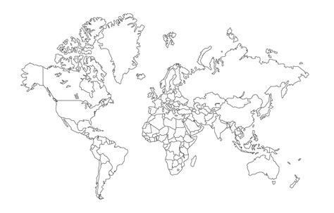 World Map Outline Template Vector Art At Vecteezy