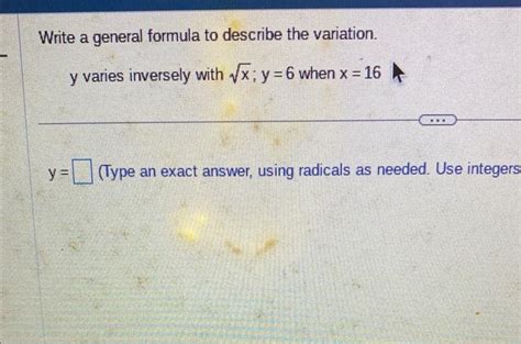 Solved Write A General Formula To Describe The Variation Y Chegg Com