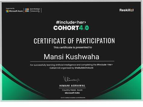 Mansi Kushwaha On Linkedin Include Certificationachieved Aijourney Includehercohort4 Reskill