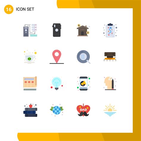Pictogram Set Of 16 Simple Flat Colors Of Tactics Path Back Side Clipboard Investment Editable