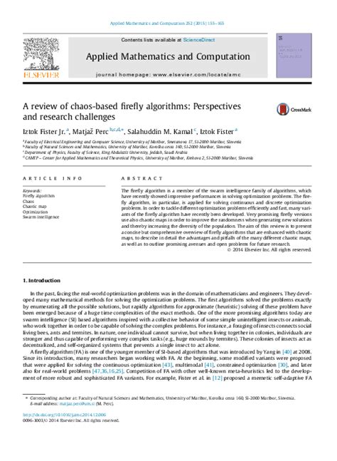pdf a review of chaos based firefly algorithms perspectives and
