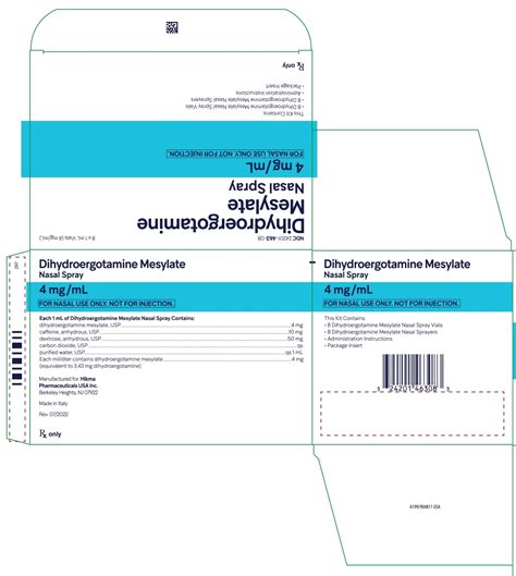Dihydroergotamine Nasal Spray Package Insert Prescribing Info