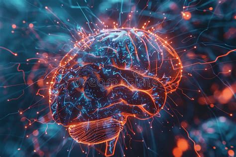 ai generative digital hologram brain artificial intelligence concept stock illustration