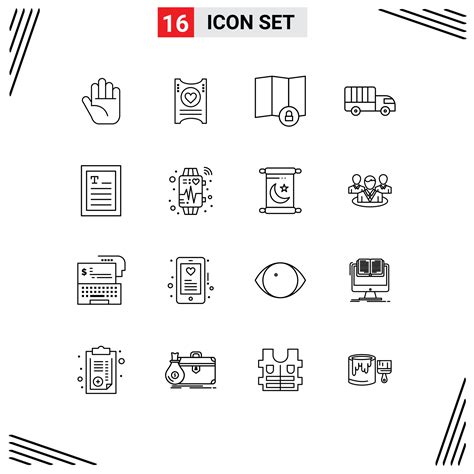 16 Thematic Vector Outlines And Editable Symbols Of Smart Reader Map Hands Truck Editable Vector