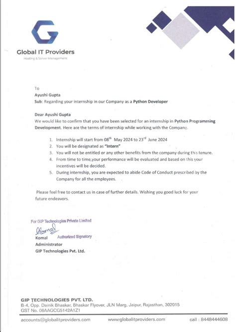 Ayushi Gupta On Linkedin Internship Giptechnologies