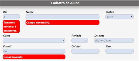 Angular Componente De Mensagens De Validação Em Reactiveforms