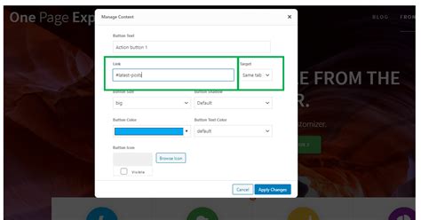 How To Add A Link On A Button To A Page Section One Page Express