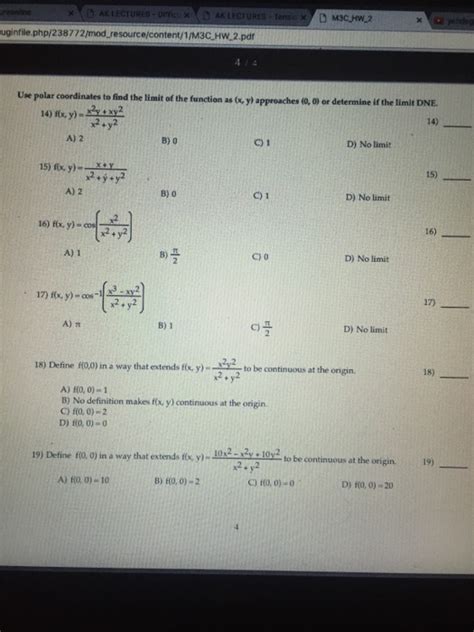 solved use polar coordinates to find the limit of the