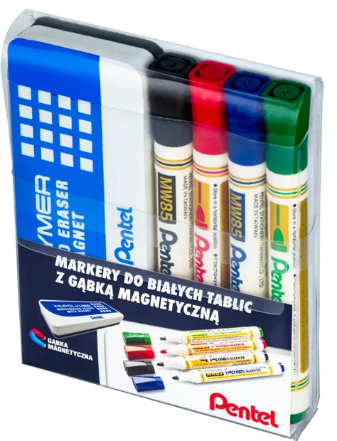 Zestaw 4 Ekonomicznych Markerów Gąbka Magnetyczna Mw85 St4abcdpl Pentel