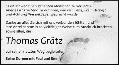 Traueranzeigen Von Thomas Grätz Trauer Anzeigende