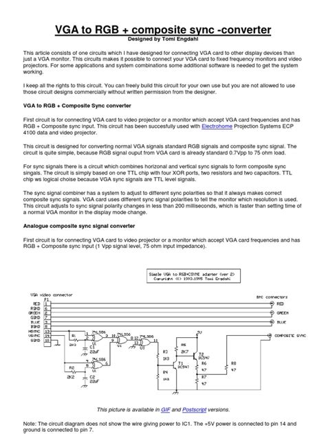 Vga To Rgb Composite Sync Converter Download Free Pdf Computer Monitor Electronic Circuits