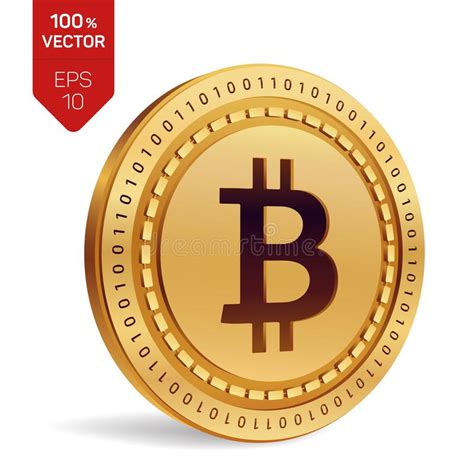 Bitcoin 3d Isometric Physical Bit Coin Cryptocurrency Golden Coin With Bitcoin Symbol