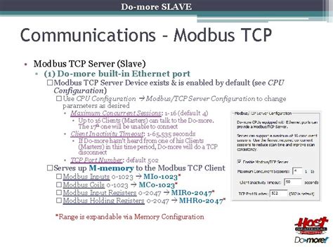 Domore Technical Training Communications Modbus TCP Communications Modbus
