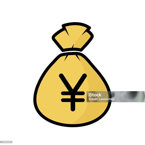 노란 돈 가방 검은 윤곽선 벡터 아이콘 엔 동전 금융 개념 저축 아이콘으로 가득 찬 자루 아이콘에 대한 스톡 벡터 아트 및 기타 이미지 Istock