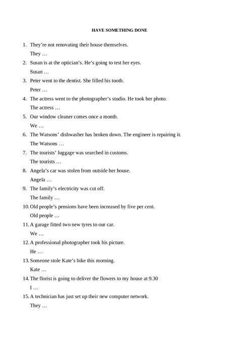 Exercises On Causative Sentences Docsity