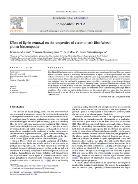 Pdf Effect Of Lignin Removal On The Properties Of Coconut Coir Fiberwheat Gluten Biocomposite