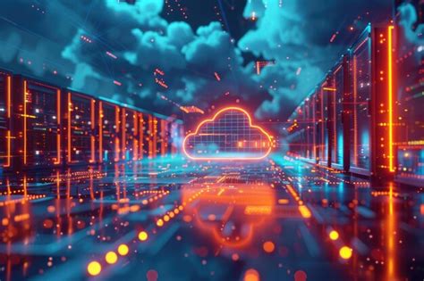 Glowing Cloud Computing Data Center With Advanced Digital Infrastructure Generated Ai Premium