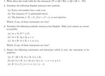 Answered Write Down The Truth Table For The Statement P QV R Q R P Bartleby