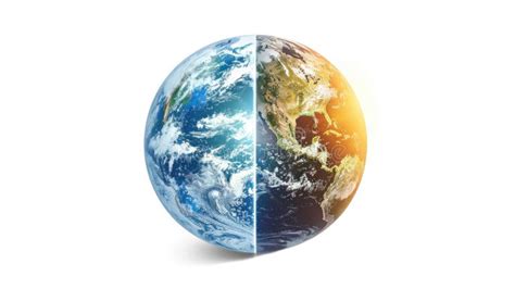 The Earth Is Split In Half With The Left Side Being Blue Stock Image
