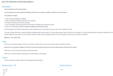 Solved Description Lab Operator And Number System You Are Chegg