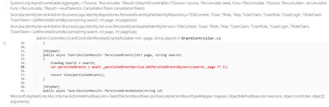 invalidoperationexception accessing persisted grants page · issue 107