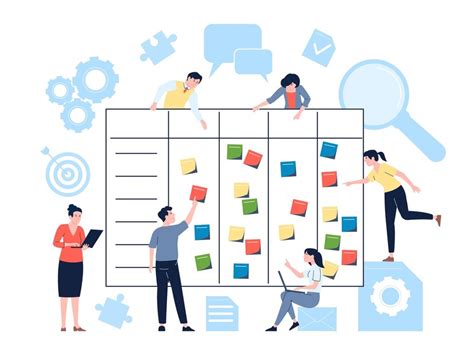 Premium Vector Kanban Board Project Management Agile Teams Notes On