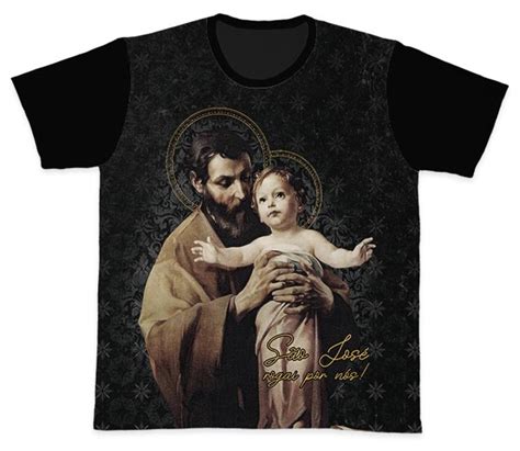 Camiseta São José 0660 Cor Preto Camisetas Católicas Camisetas