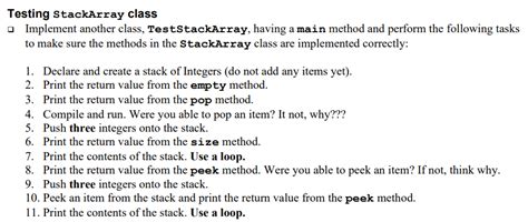 Solved Testing StackArray Class A Implement Another Class Chegg