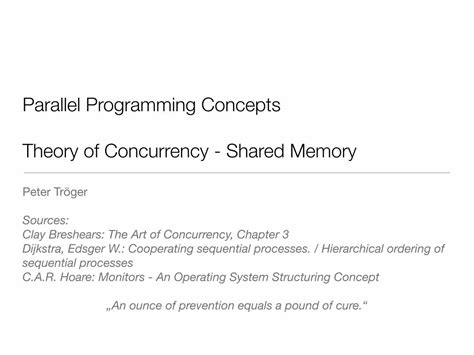 Pdf Parallel Programming Concepts Theory Of Concurrency