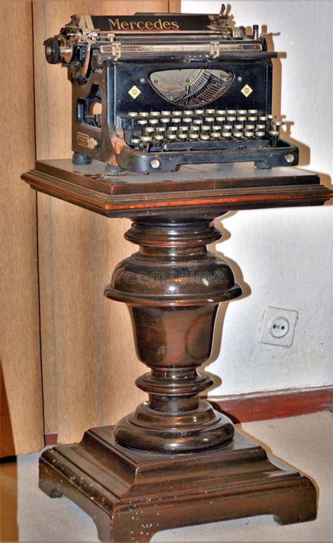 An Old Typewriter On A Wooden Support At His Mihail Sadoveanu Memorial