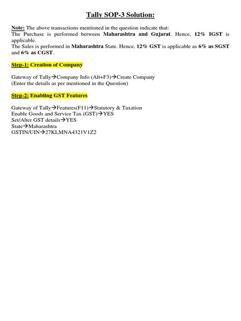 Tally Sop 3 Solution Final Without Errors Download Free Pdf Taxes