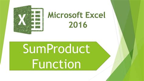 Microsoft Excel 2016 Sumproduct Function Youtube