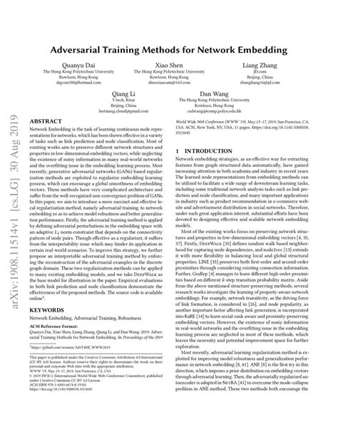 Adversarial Training Methods For Network Embedding Deepai