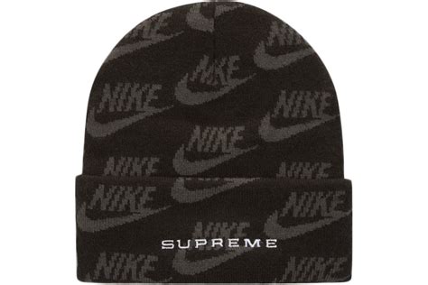 Supreme Nike Jacquard Logos Beanie Black Ss21 Us