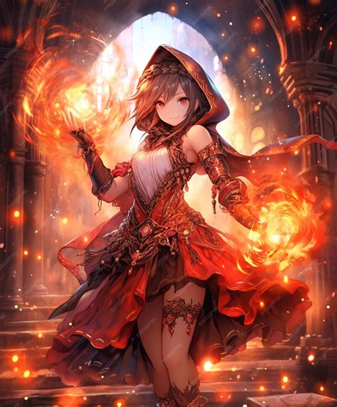 Premium Photo Anime Girl Fire Mage