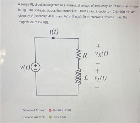 Solved A Series RL Circuit Is Subjected To A Sinusoidal Chegg