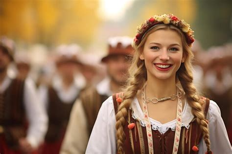 Premium Ai Image Beautiful Girl Octoberfest Event In Munich Germany