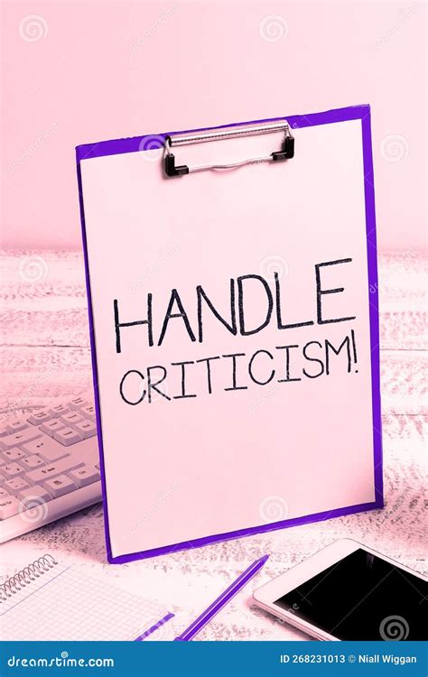 Hand Writing Sign Handle Criticism Word For Process Of Withstanding