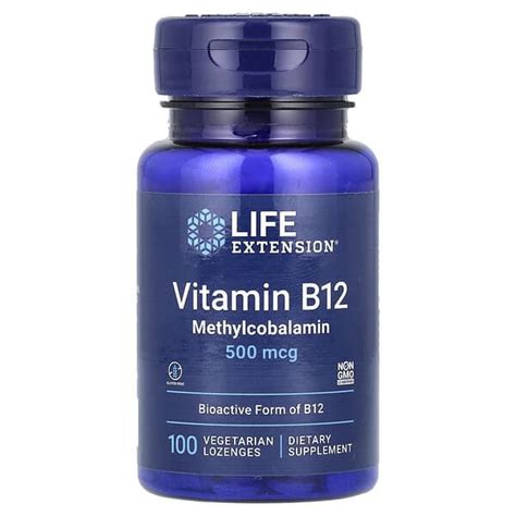 Life Extension, Vitamin B12, Methylcobalamin, 500 mcg, 100 Vegetarian ...