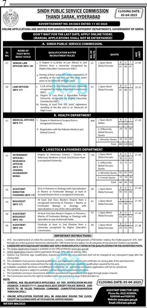 Spsc Jobs Advertisement No 04 2025 Online Apply Discover Jobs