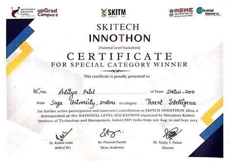 Aditya Patel On Linkedin Hackathon Innovation Threatintelligence Teamwork Skitechinnothon…