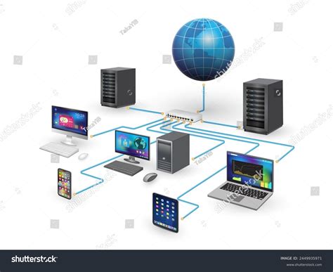 Lan Network 3d Diagram Business Technology Stock Vector Royalty Free