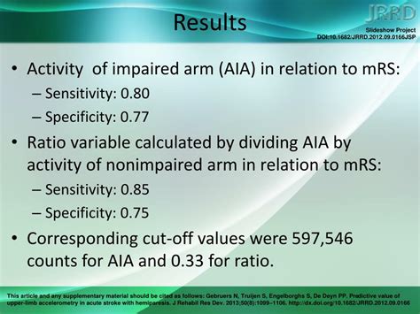 Ppt Predictive Value Of Upper Limb Accelerometry In Acute Stroke With