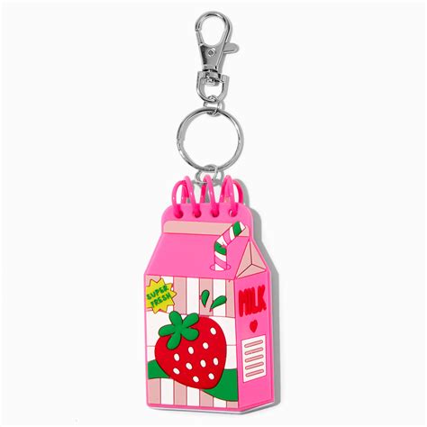 Strawberry Milk Carton Mini Diary Keyring Claires