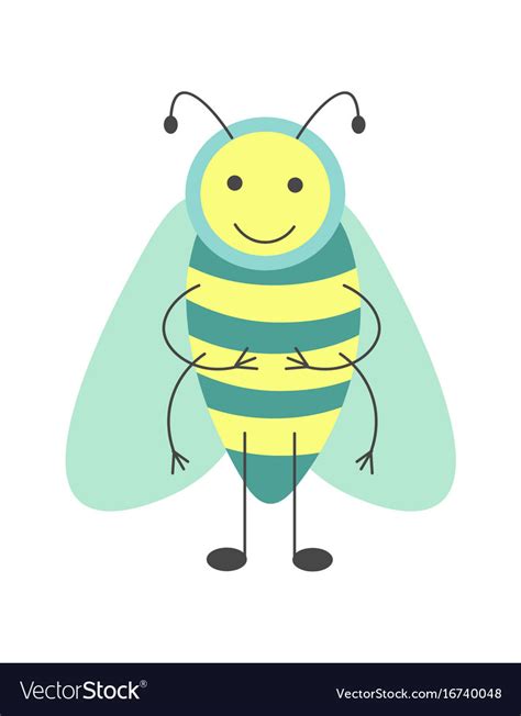 Cute Hoverfly With Long Antennae And Striped Body Vector Image