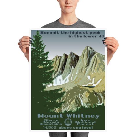 Mt Whitney Mt Whitney Poster Mt Whitney Print Mount Whitney Etsy