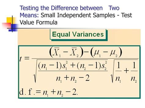 Ch6 Testing The Difference Between Means Variances Ppt
