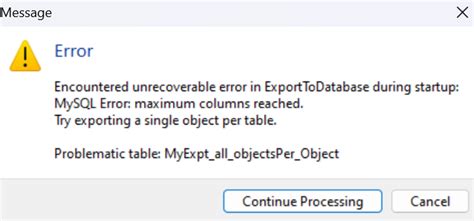 Error Mysql Error Maximum Columns Reached Usage And Issues Image